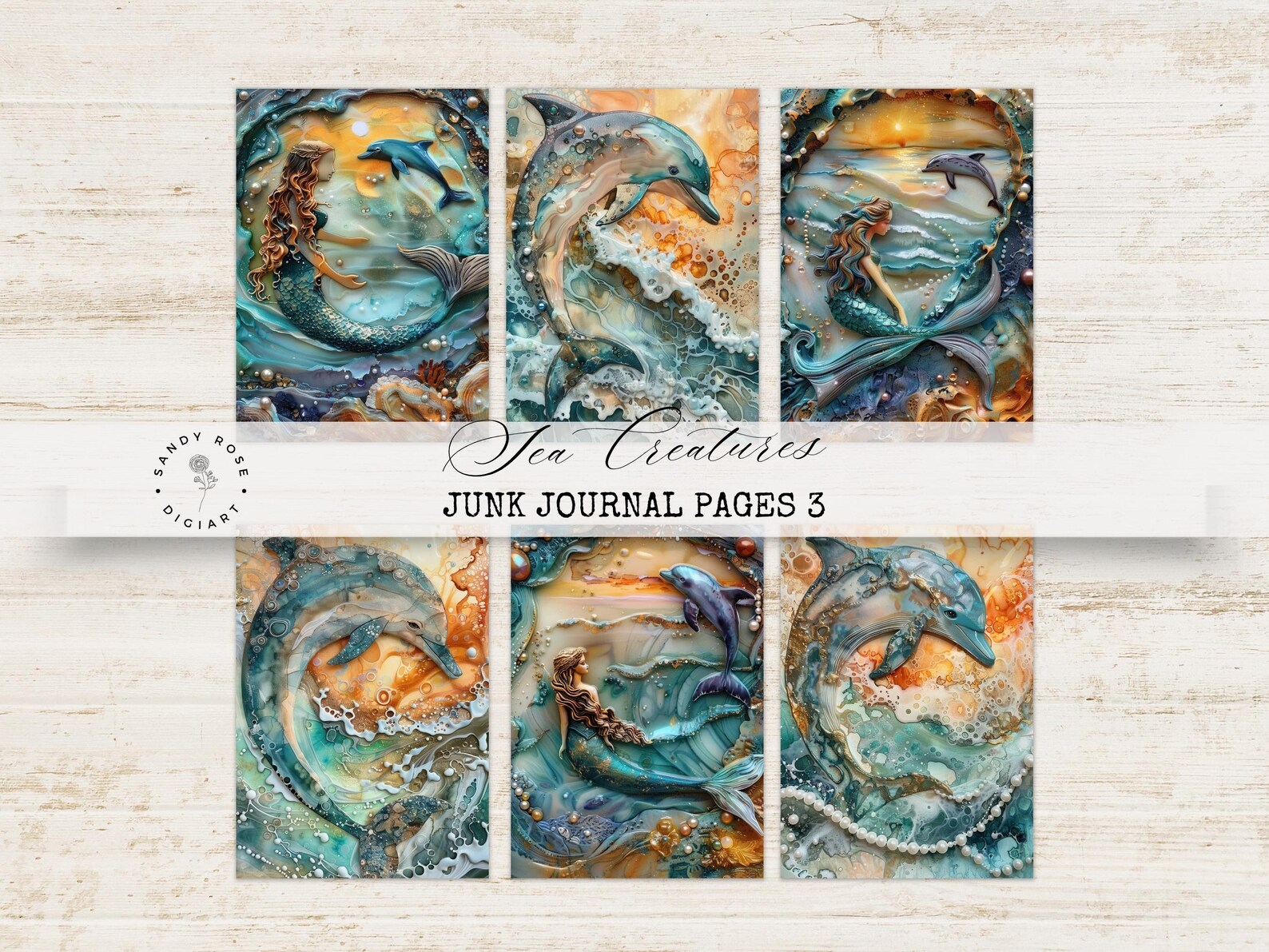 Mermaid Junk Journal Kit, Whimsical Sea Creatures, Digital Paper ...