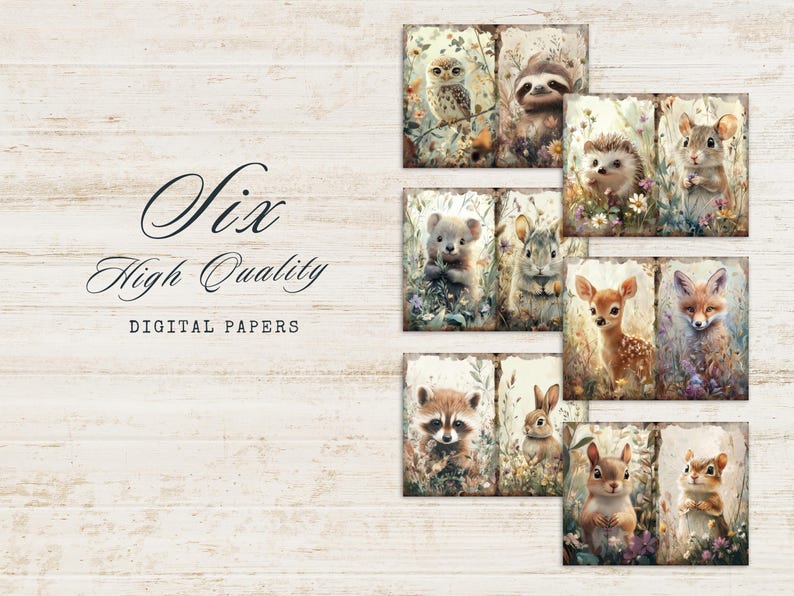 Baby Animals Junk Journal, Sloth Digital Paper, Fox Scrapbook Pages ...