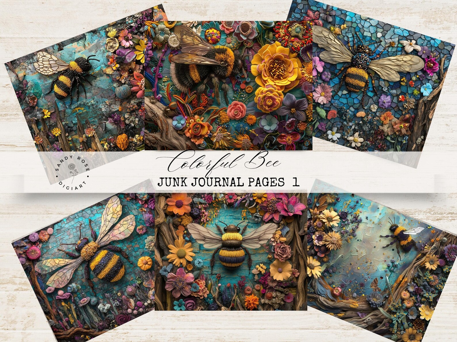 Bee Junk Journal Printable, Pastel Scrapbook Papers, Rustic Journal ...