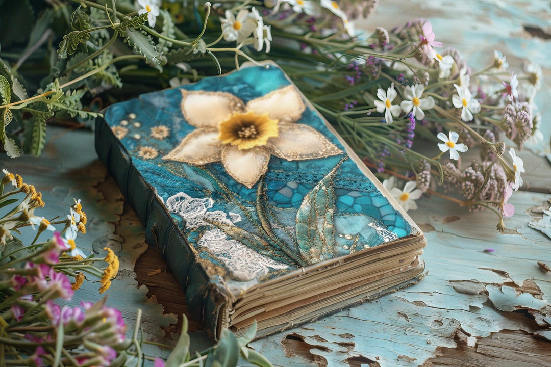 Daffodil Junk Journal Pages, Quilted Scrapbook Paper, Narcissus Paper ...