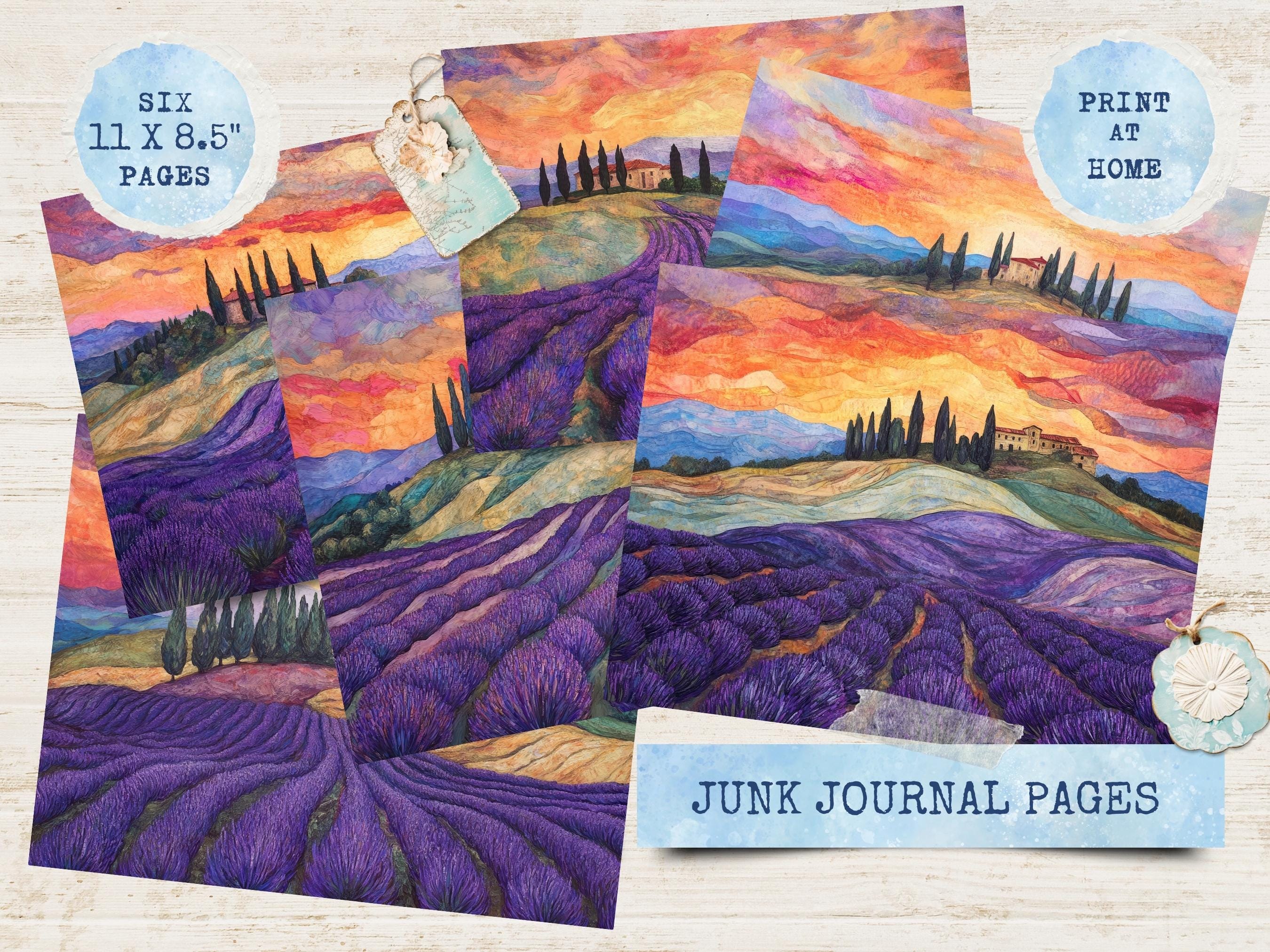 Lavender Junk Journal Pages, Tuscany Scrapbook Papers, Rustic Journal ...