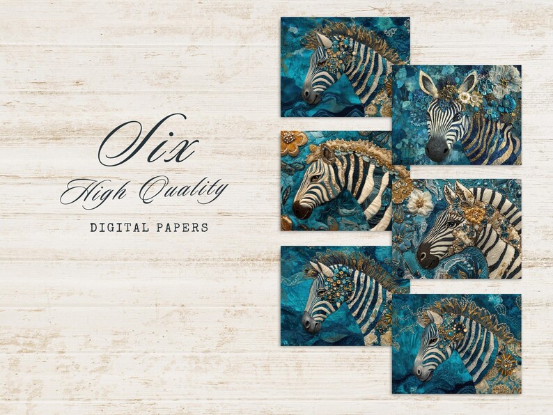 Safari Junk Journal, Zebra Digital Paper, Embellished Scrapbook Pages ...