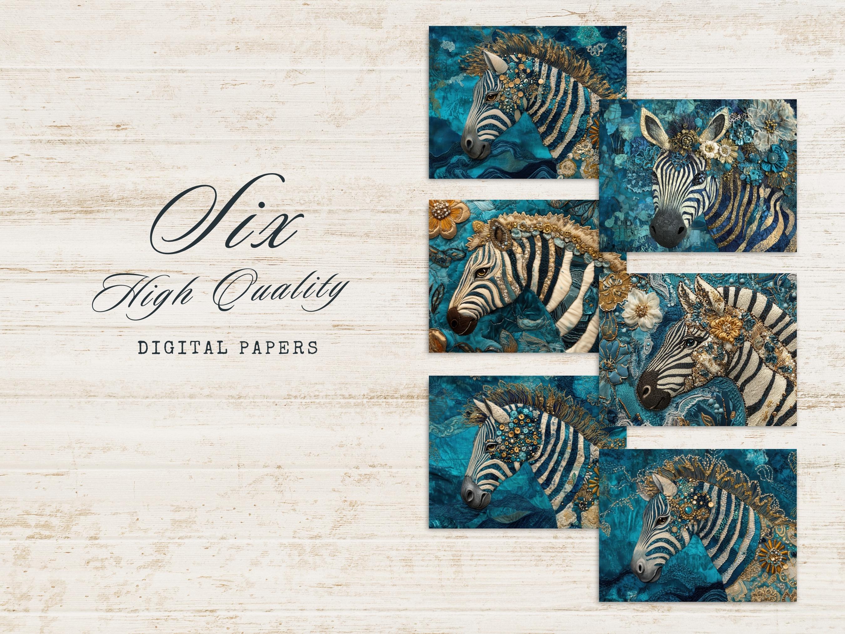 Safari Junk Journal, Zebra Digital Paper, Embellished Scrapbook Pages ...