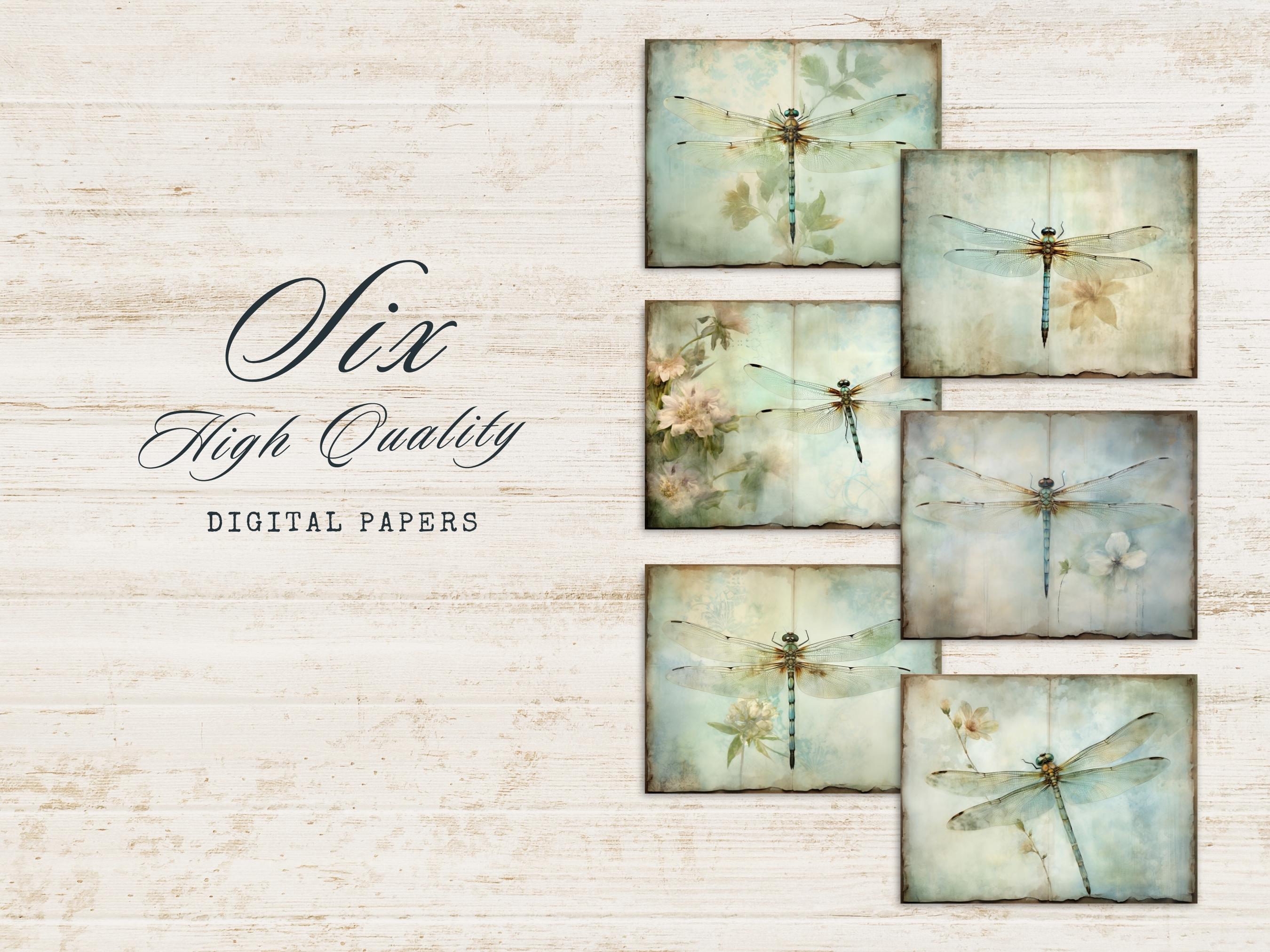 Dragonfly Junk Journal Printables, Vintage Digital Papers, Watercolor ...