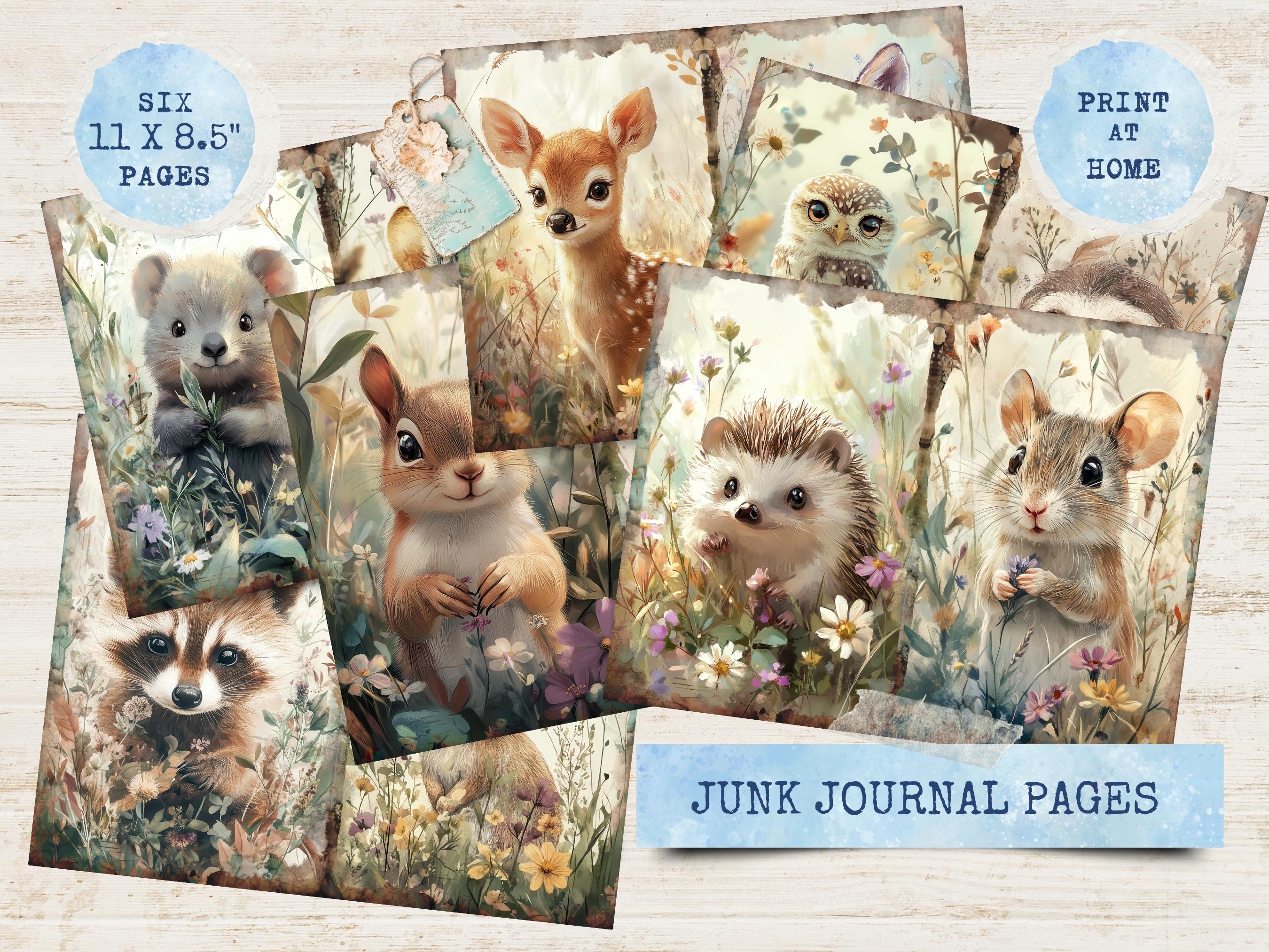 Baby Animals Junk Journal, Sloth Digital Paper, Fox Scrapbook Pages ...