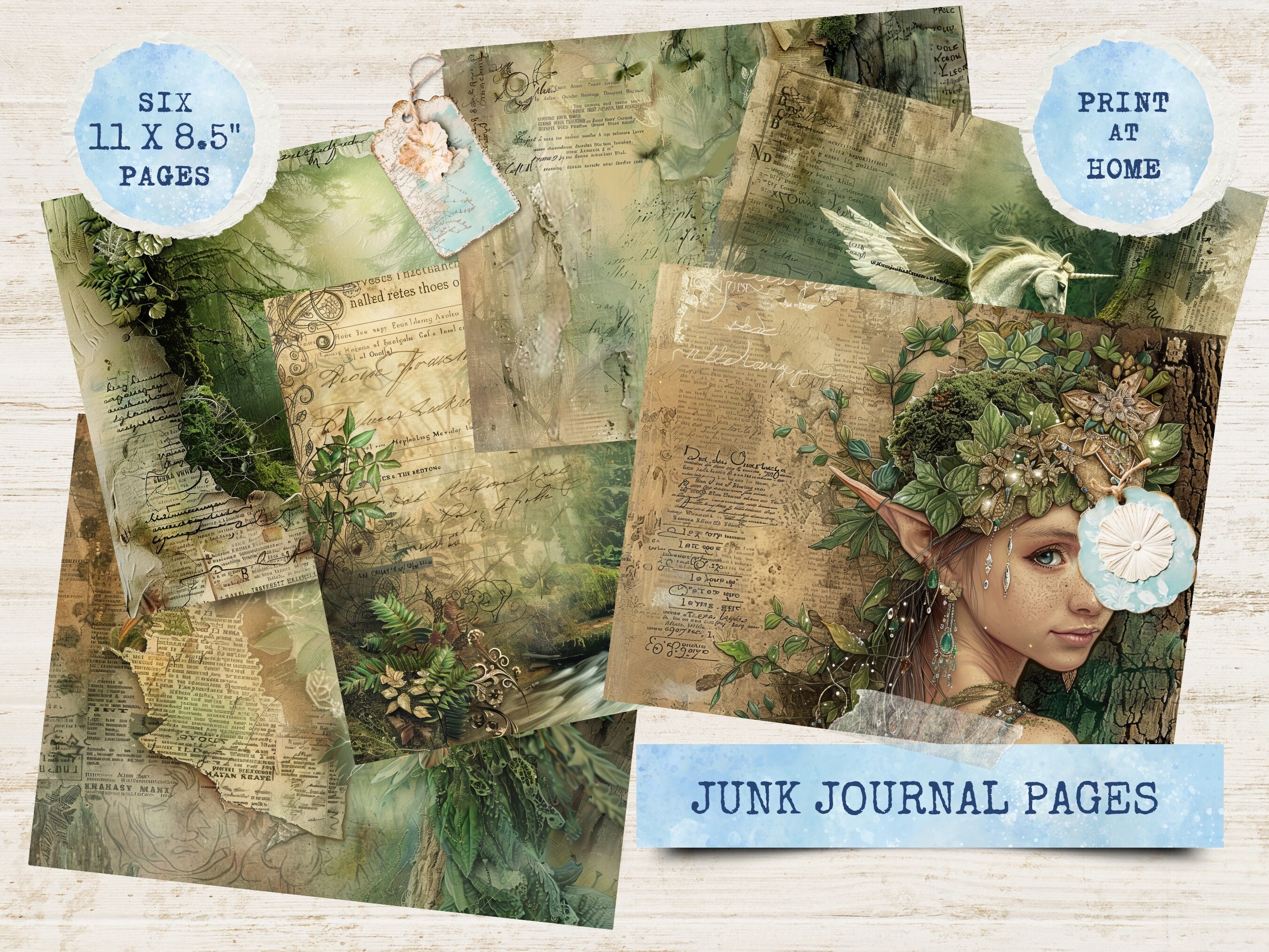 Elven Forest Junk Journal, Fantasy Woods Scrapbook Papers, Rustic ...