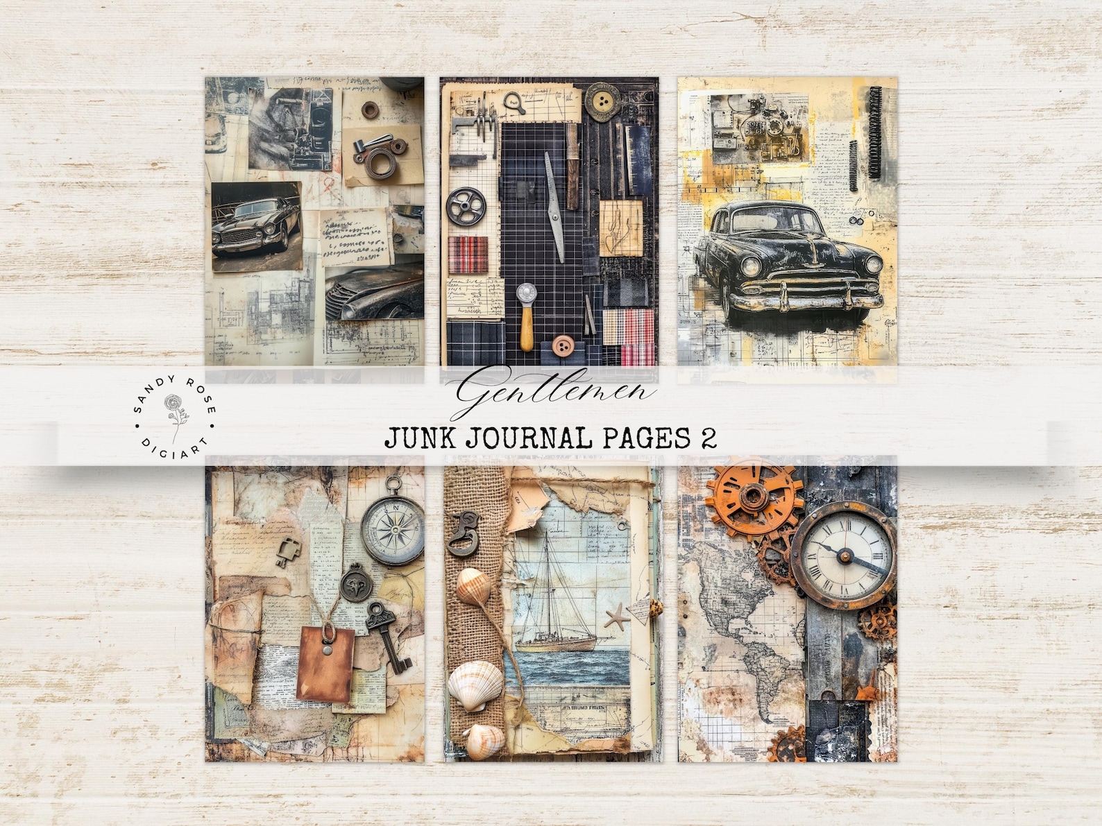 Masculine Digital Junk Journal Paper, Vintage Printable Scrapbook, Guys ...