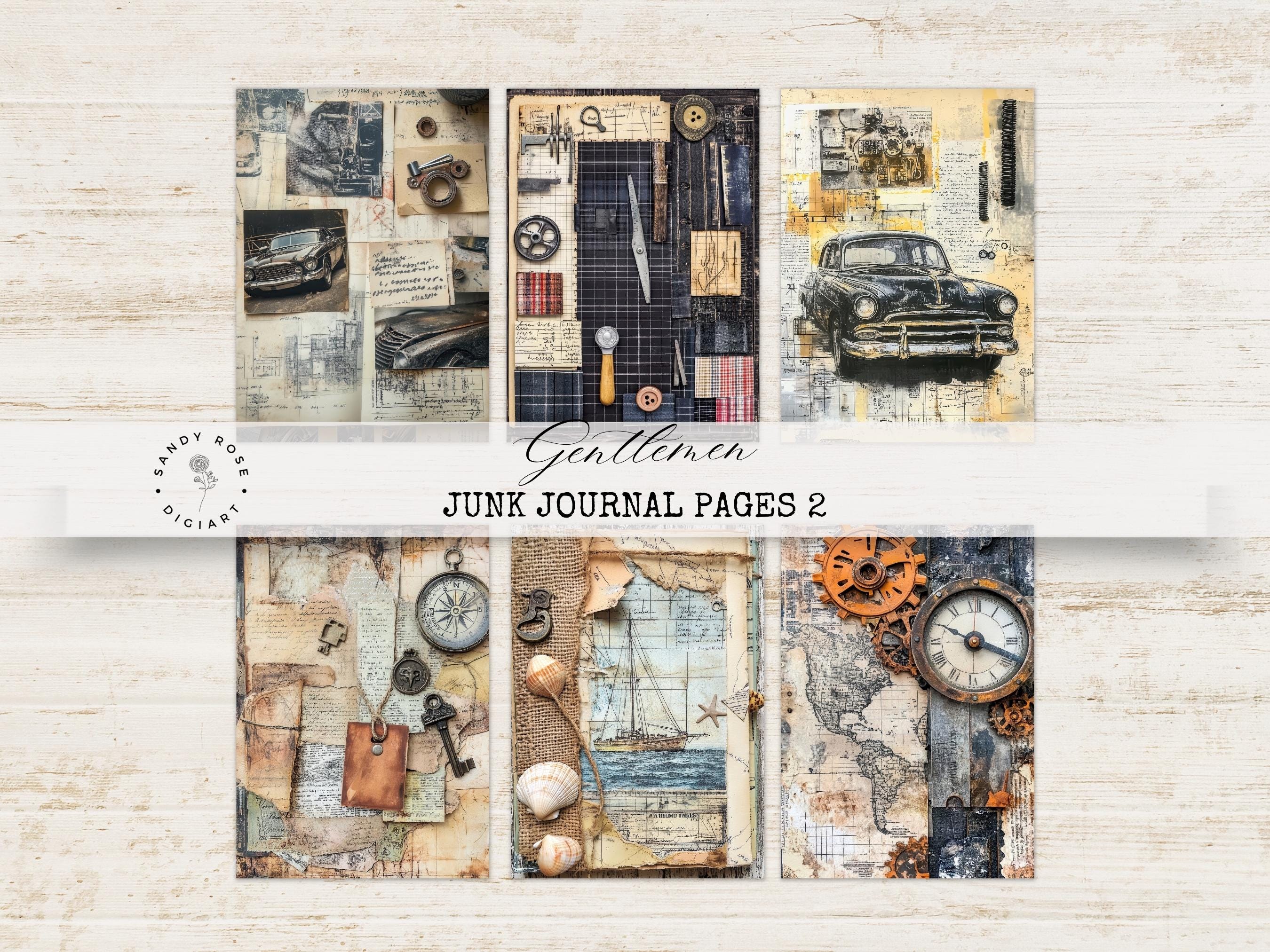 Masculine Digital Junk Journal Paper, Vintage Printable Scrapbook, Guys ...