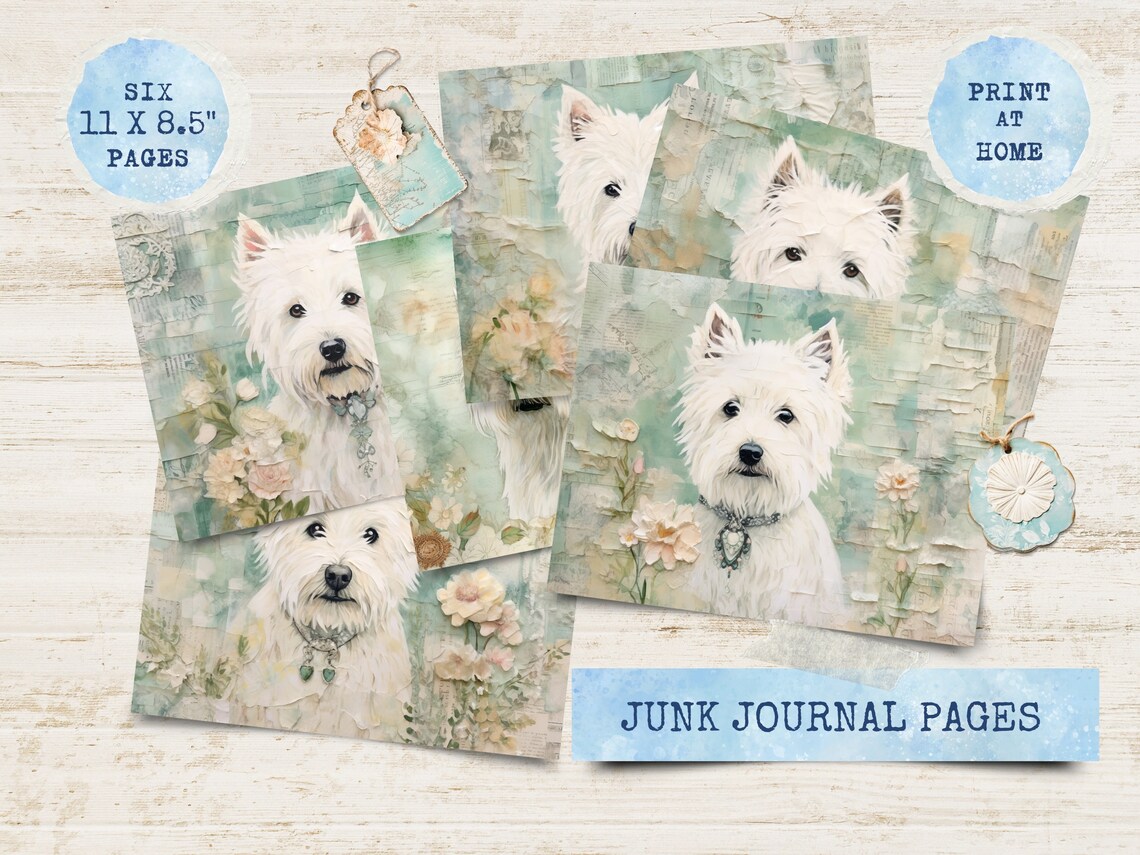 Dog Junk Journal Kit, Vintage Scrapbook Papers, Rustic Journal, Paper ...