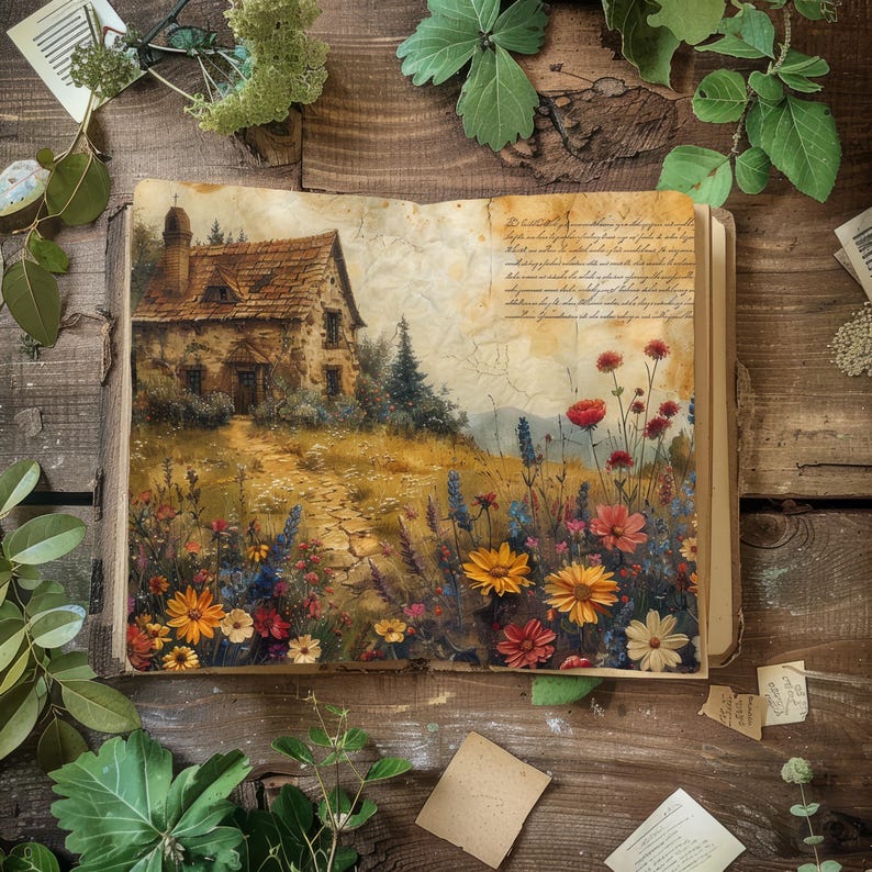Cottage Junk Journal , Vintage Farmhouse Scrapbook Pages, Paper Craft ...