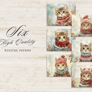 Junk Journal Christmas Cats Kittens, Festive Cat Scrapbook, Printable ...