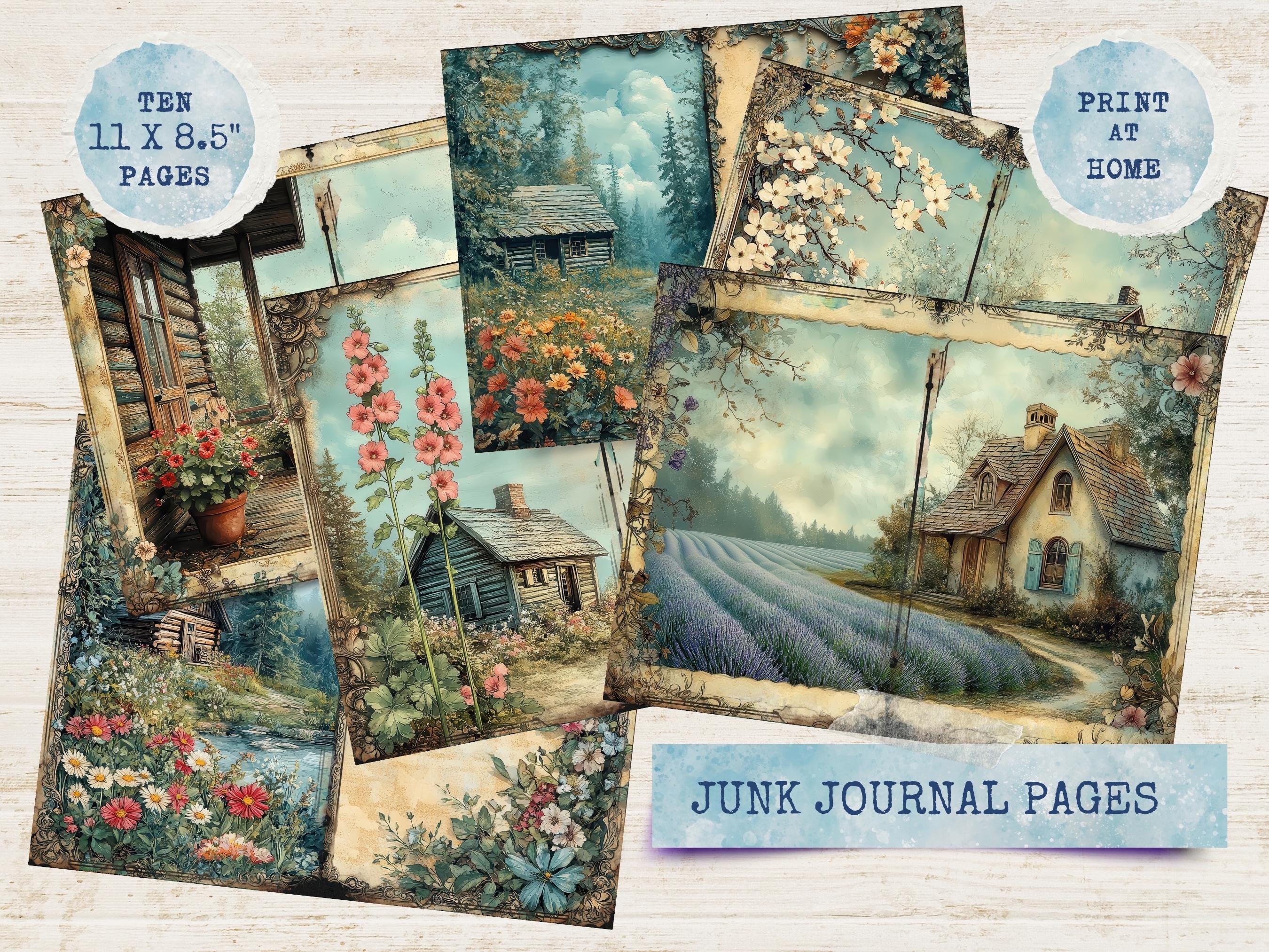 Floral Countryside Junk Journal, Cottage Digital Paper, Lavender ...