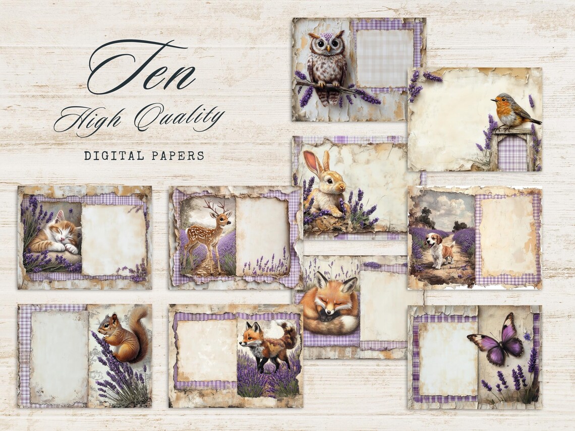 Lavender Farm Life Junk Journal Pages, Vintage Farmhouse Scrapbook ...