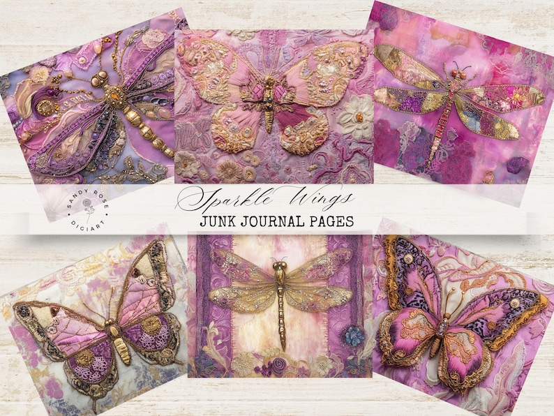 Dragonfly Junk Journal Printables, Digital Papers, Embellished ...