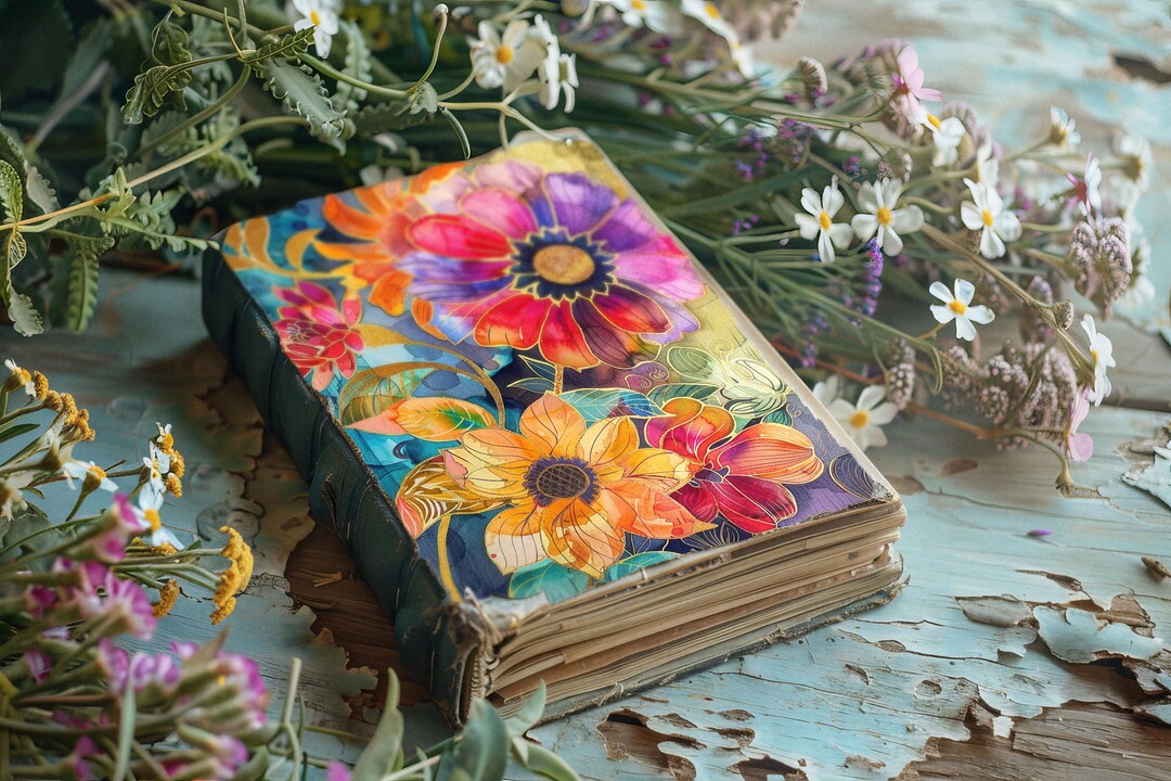 Colorful Junk Journal Kit, Bright Blooms Scrapbook Pages, Printable ...