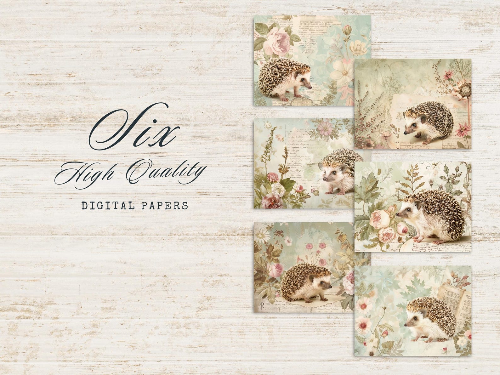 Woodland Animals Junk Journal, Hedgehog Digital Paper, Watercolor ...