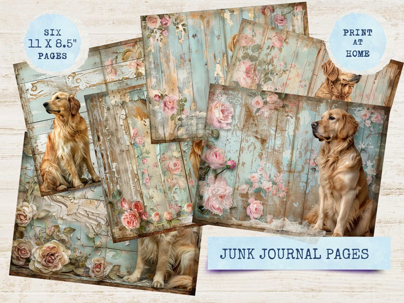 Junk Journal Printables Dog, Labrador Vintage Scrapbook, Rustic Journal ...