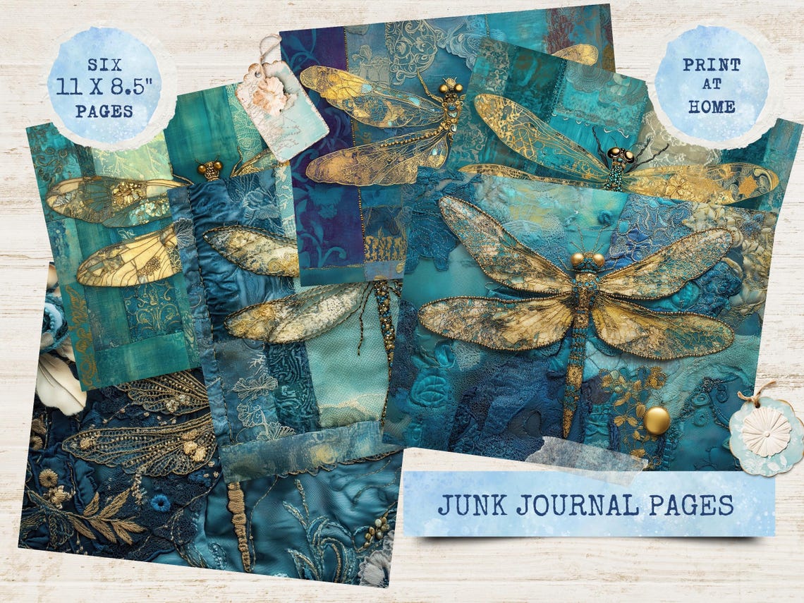 Dragonfly Junk Journal Printables, Digital Papers, Embellished ...