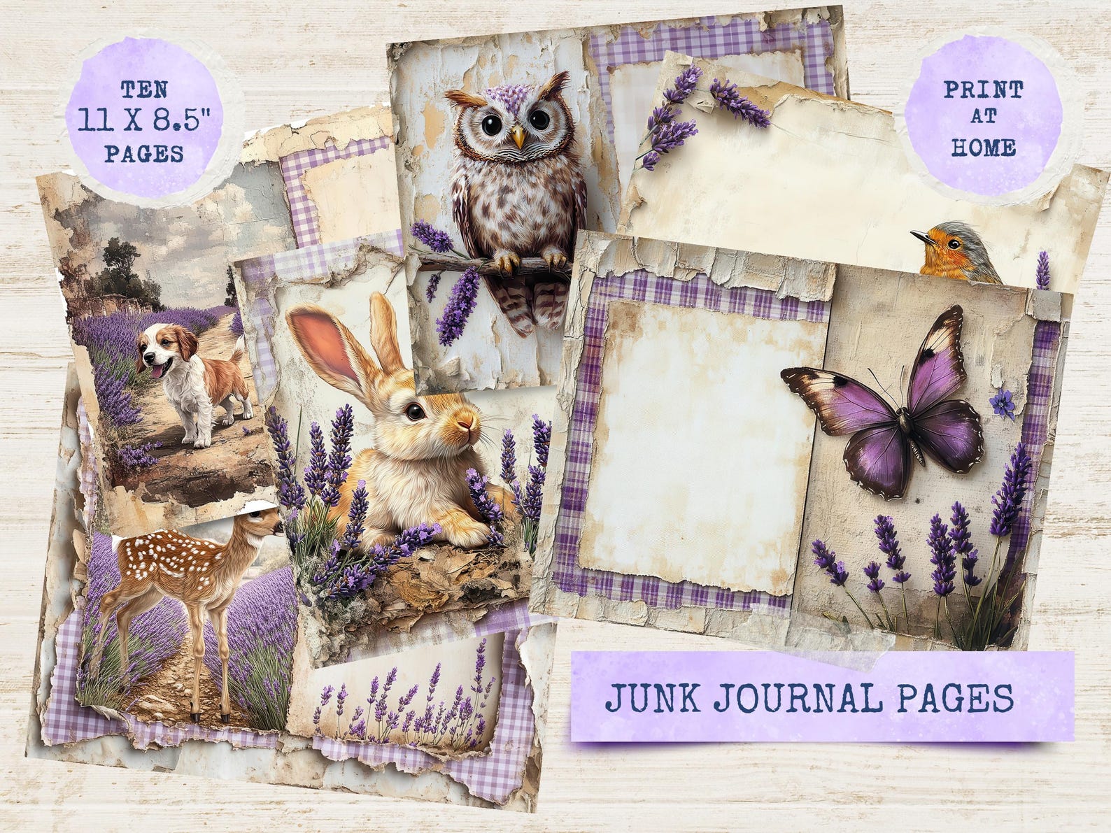 Lavender Farm Life Junk Journal Pages, Vintage Farmhouse Scrapbook ...