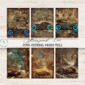 Steampunk Car Junk Journal, Gears Scrapbook Paper, Rustic Journal ...