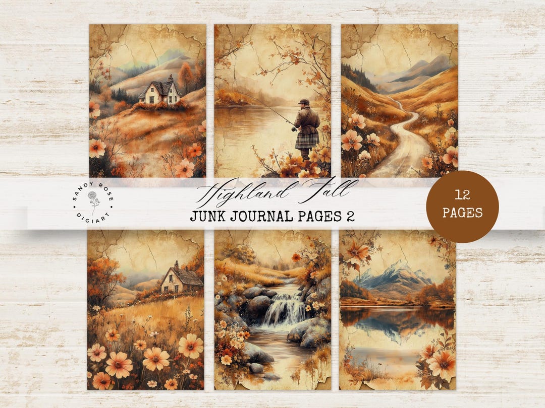 Scotland Junk Journal Kits, Highlands Scrapbook Pages, Scottish Collage ...