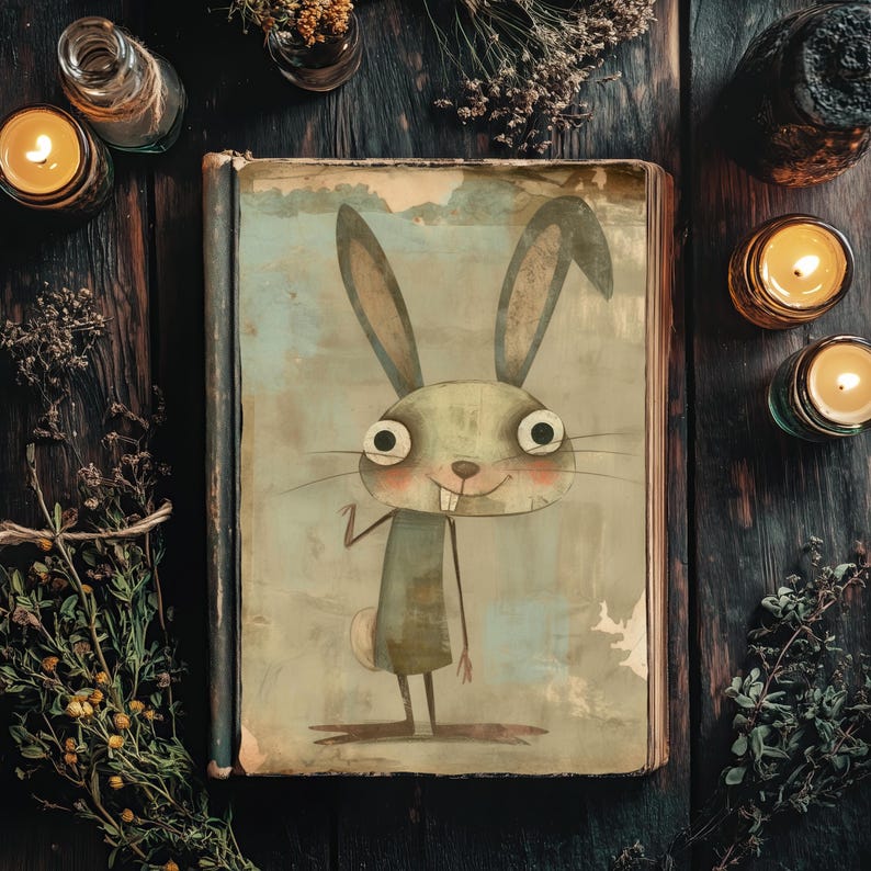 Bunny Rabbit Junk Journal, Vintage Scrapbook Pages, Printable Paper ...