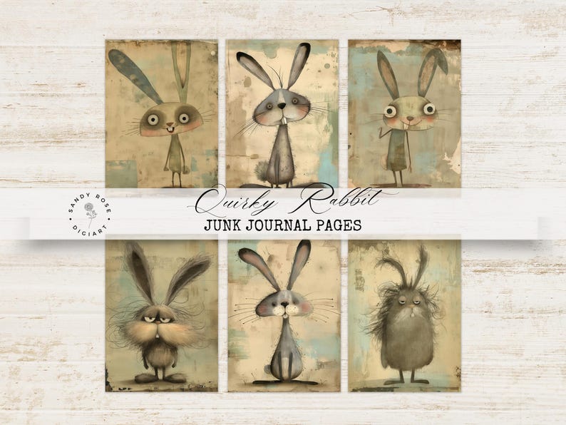 Bunny Rabbit Junk Journal, Vintage Scrapbook Pages, Printable Paper ...