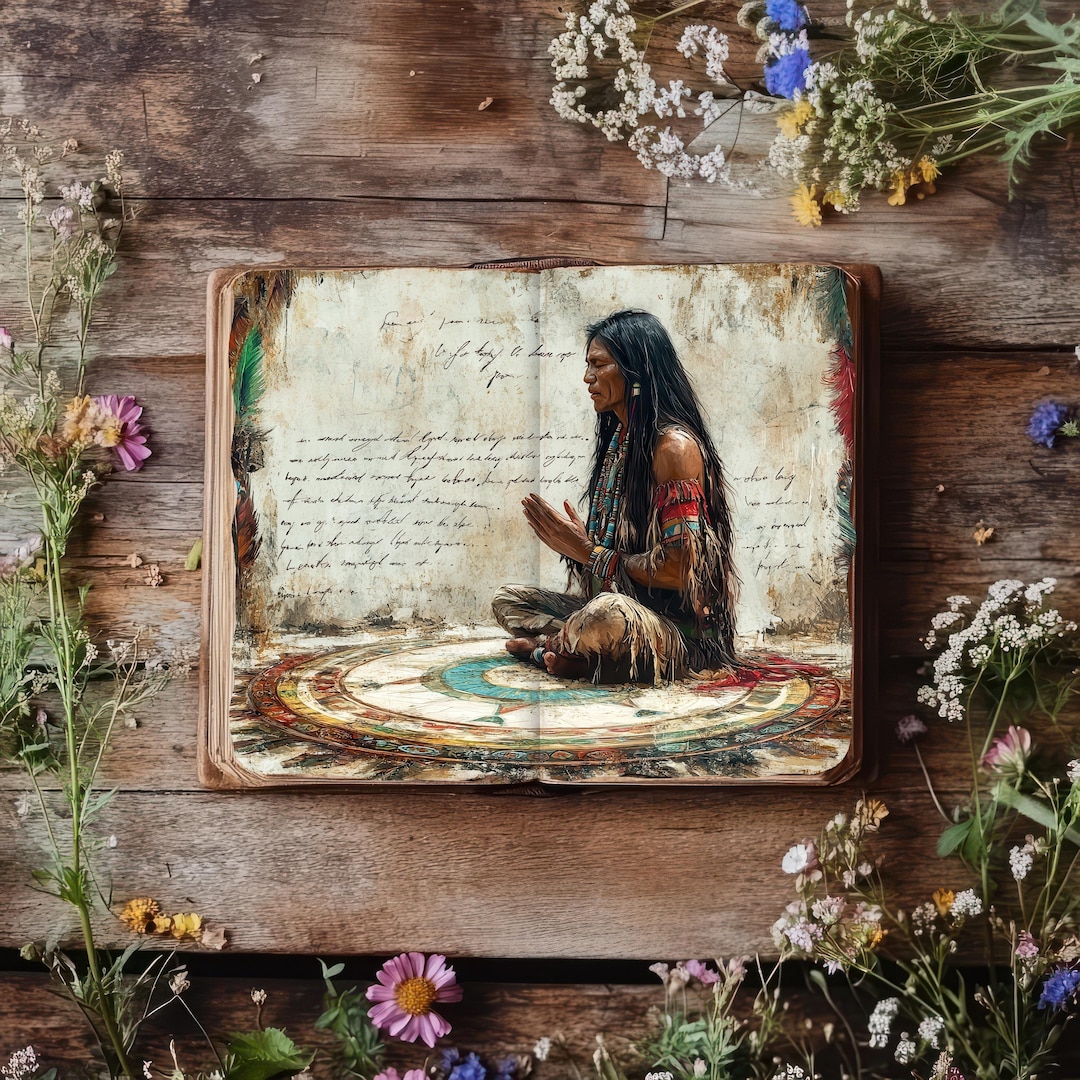 Native American Junk Journal, Vintage Scrapbook, USA Paper Craft, Wolf ...