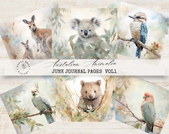 Australia Junk Journal, Whimsical Animal Scrapbook Papers, Kookaburra ...