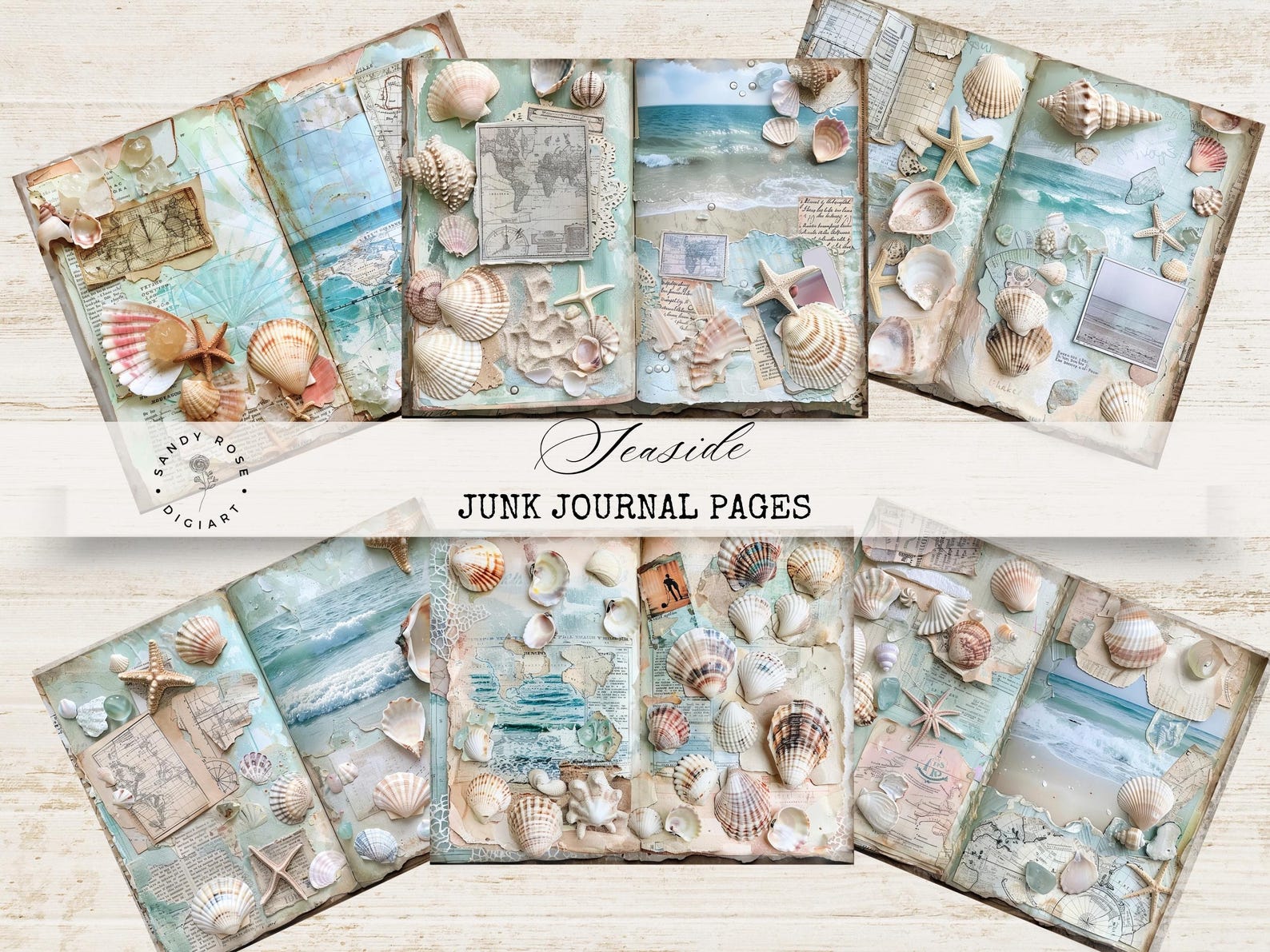 Junk Journal Kit Shell, Vintage Scrapbook Papers, Ocean Journal ...