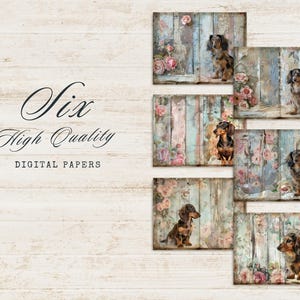 Junk Journal Pages Dog, Dachshund Vintage Scrapbook Paper, Rustic ...
