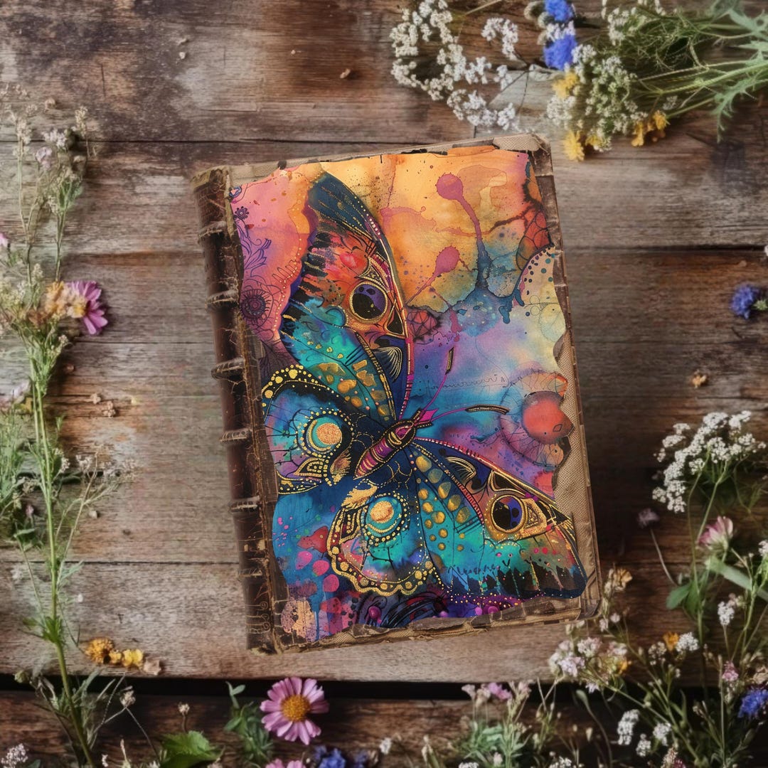 Colorful Junk Journal Kit, Butterfly Scrapbook Papers, Rustic Journal ...