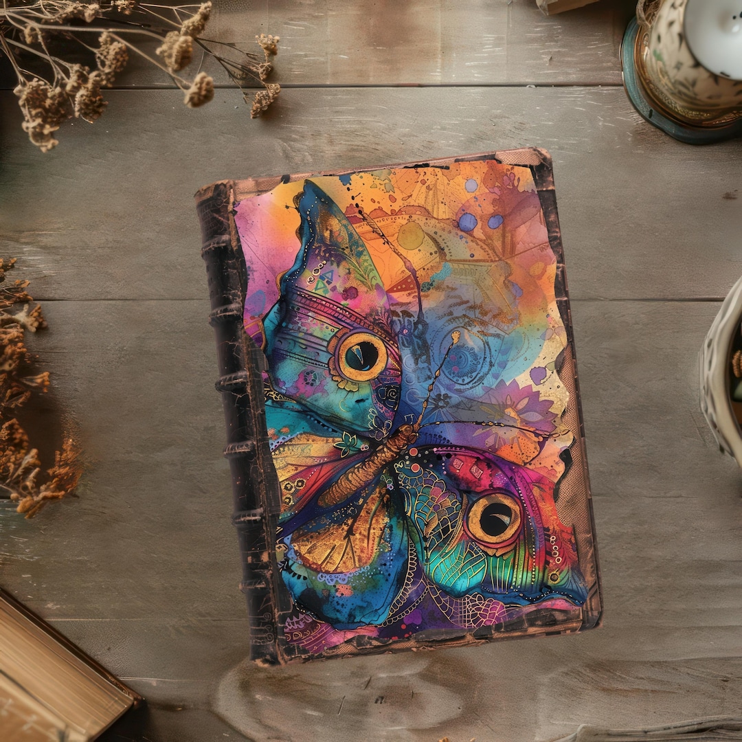 Colorful Junk Journal Kit, Butterfly Scrapbook Papers, Rustic Journal ...
