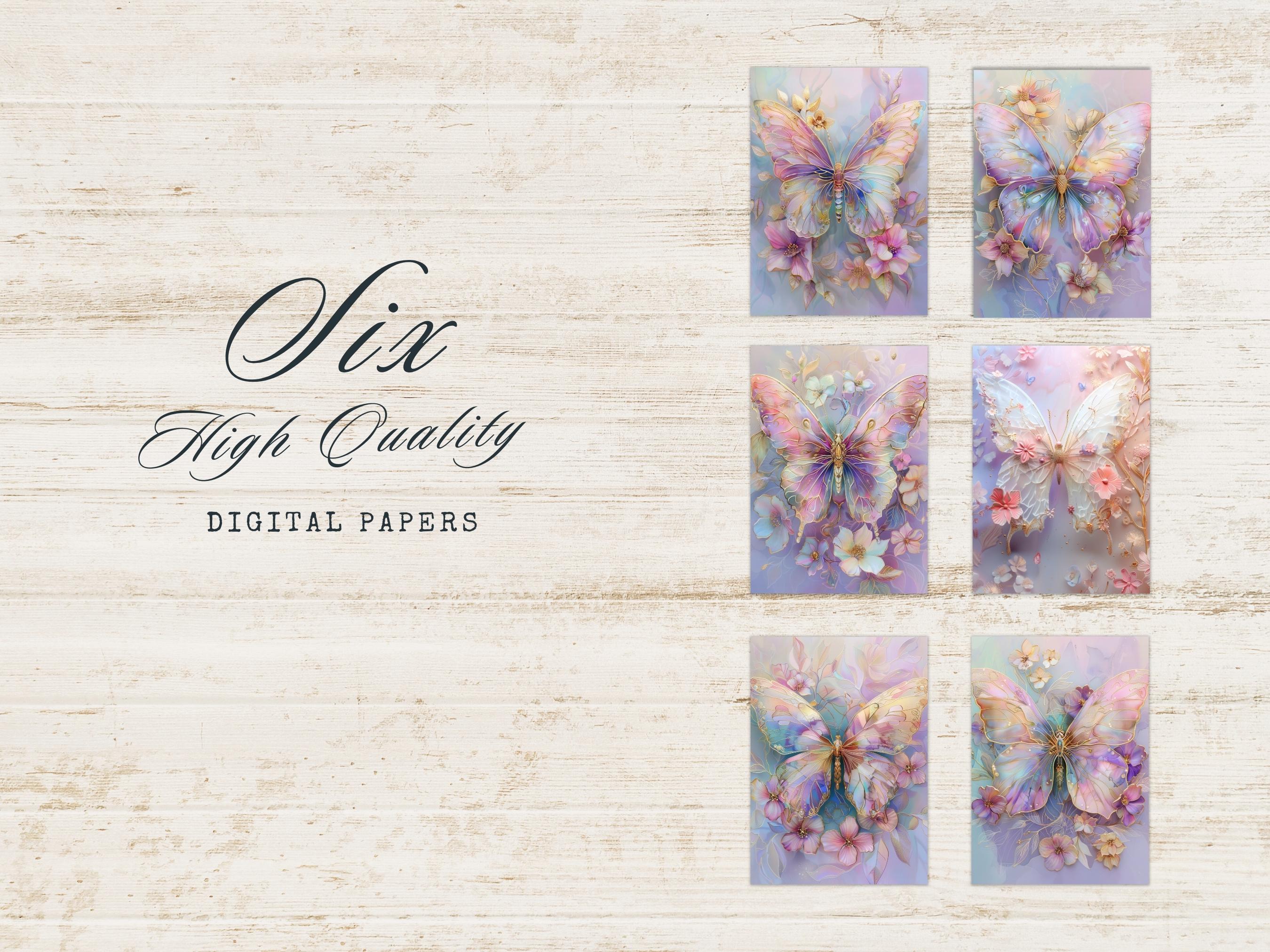 Pastel Butterfly Junk Journal, Scrapbook Paper, Rustic Journal ...