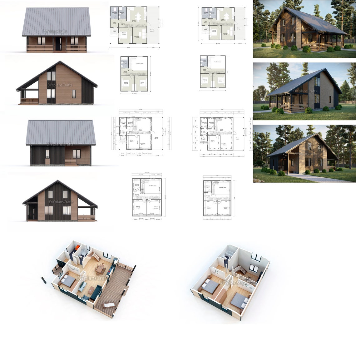 Modern 2-story Cottage Conceptual Sketch Project 3 Bedroom House Plans ...