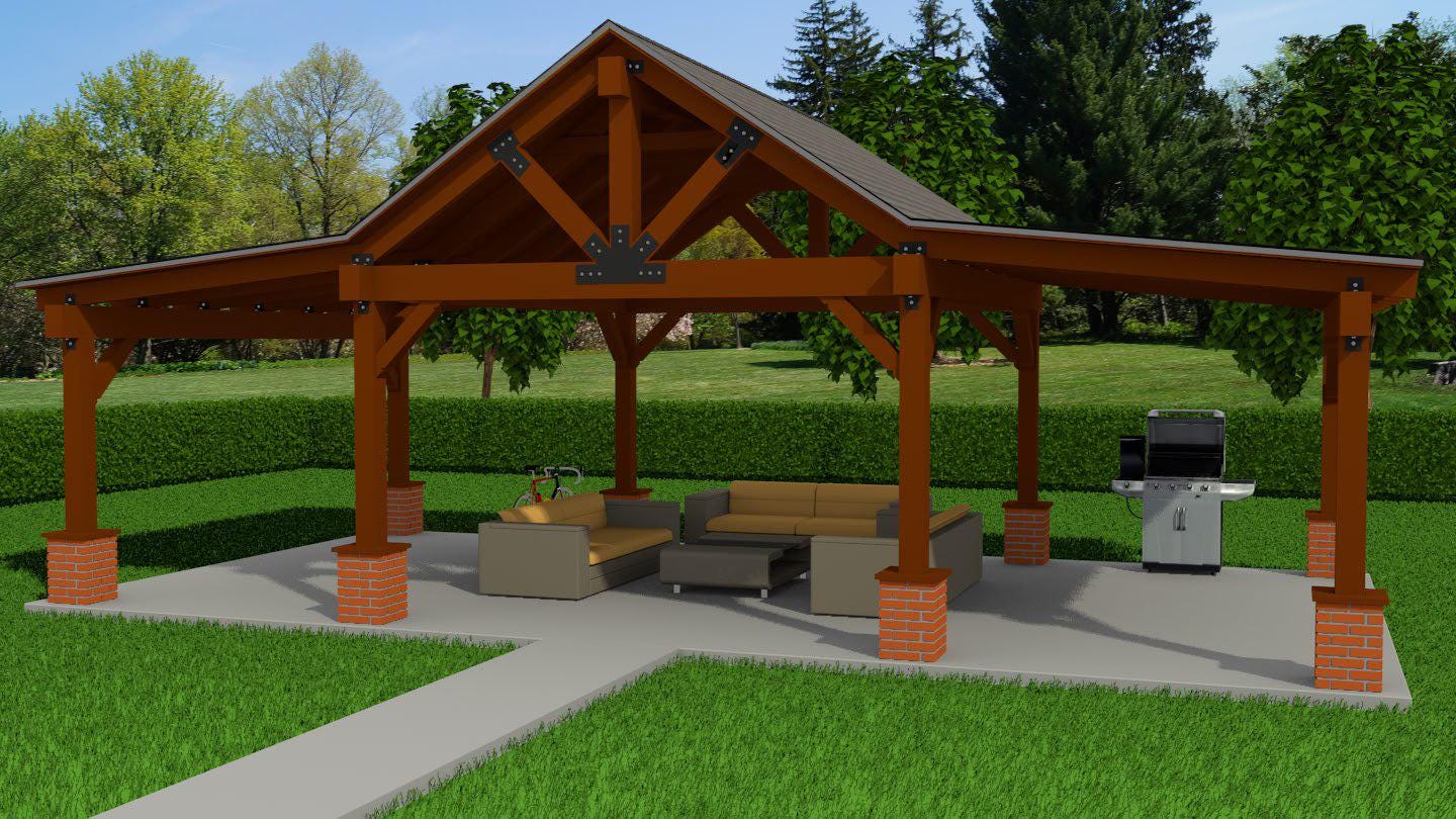 20' X 38' Pavilion Plans With Pole Barn Design, Garden Gazebo ...