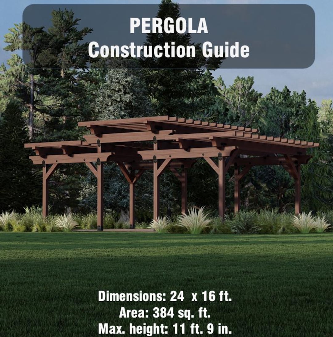 16x24 Ft DIY Pergola Plans With Permit Guide | Step-by-step Patio Cover ...