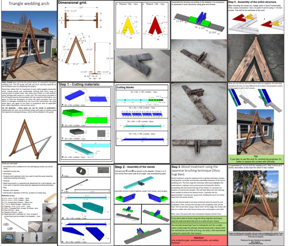 Portable Wooden Triangle Wedding Arbor DIY Plans for Ceremony Arch Boho ...