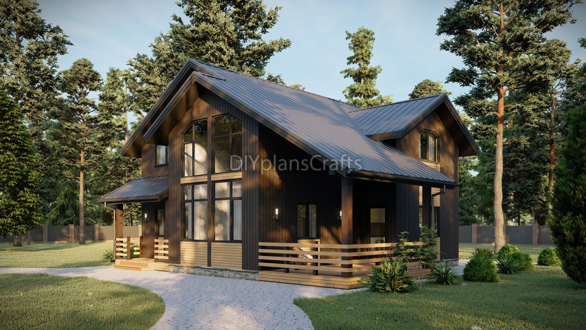 Modern 2-story Cottage Conceptual Sketch Project 4 Bedroom House Plans ...