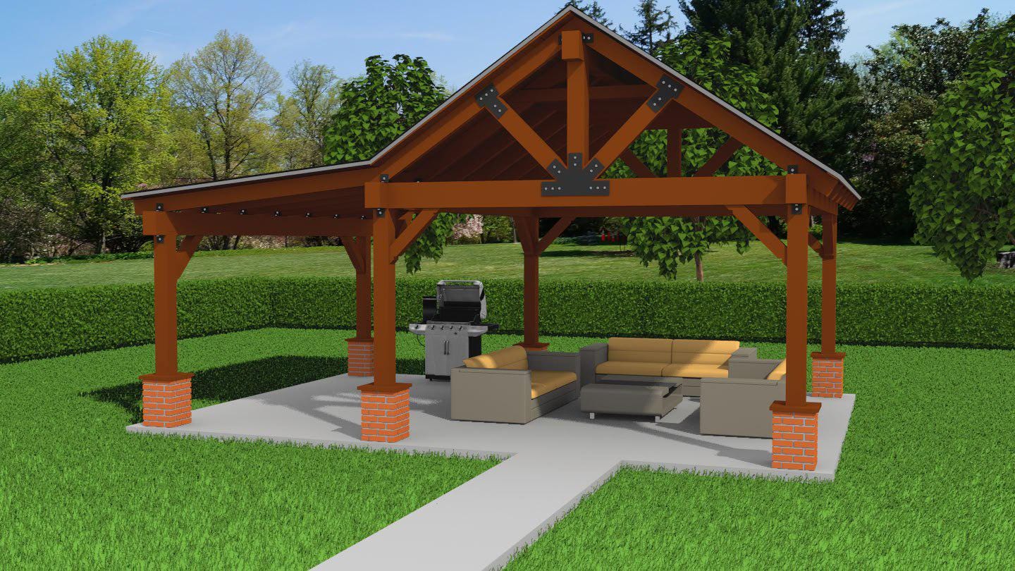 20' X 28' Pavilion Plans With Pole Barn Design, Garden Gazebo ...