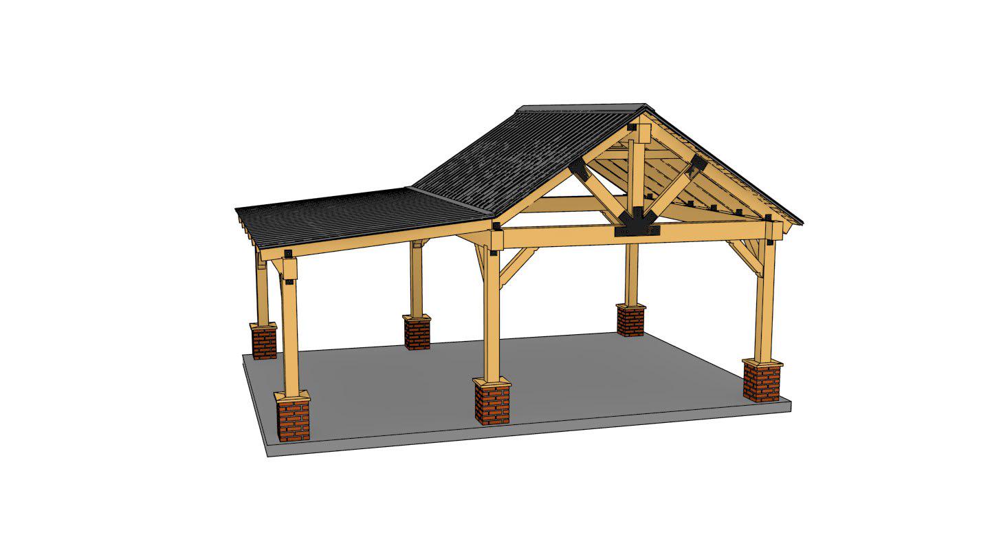 20' X 28' Pavilion Plans With Pole Barn Design, Garden Gazebo ...