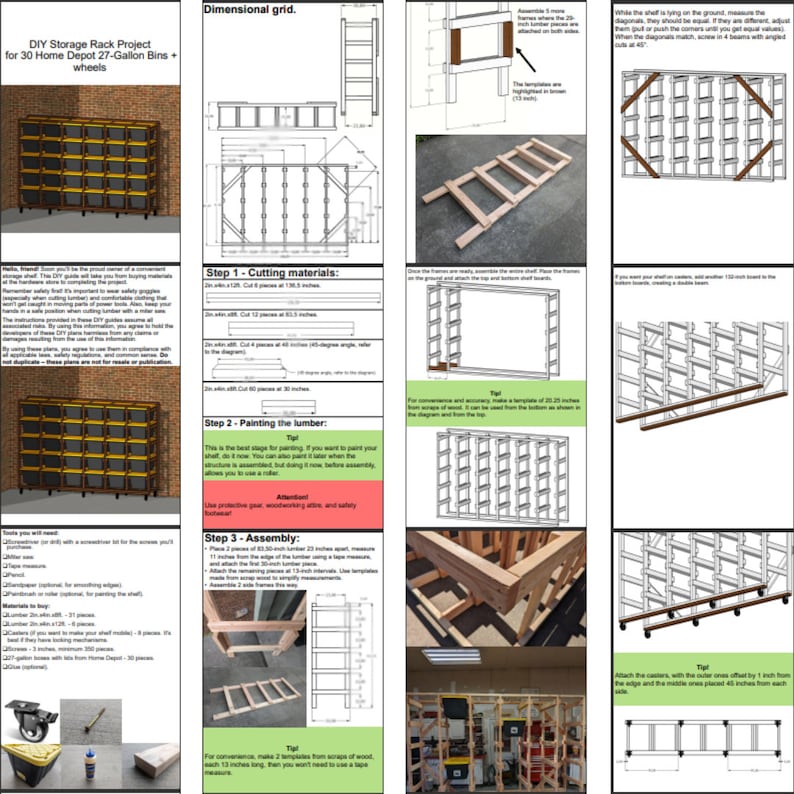DIY Garage Storage Rack Shelf Plan for 30 Bins | Garage Organization ...