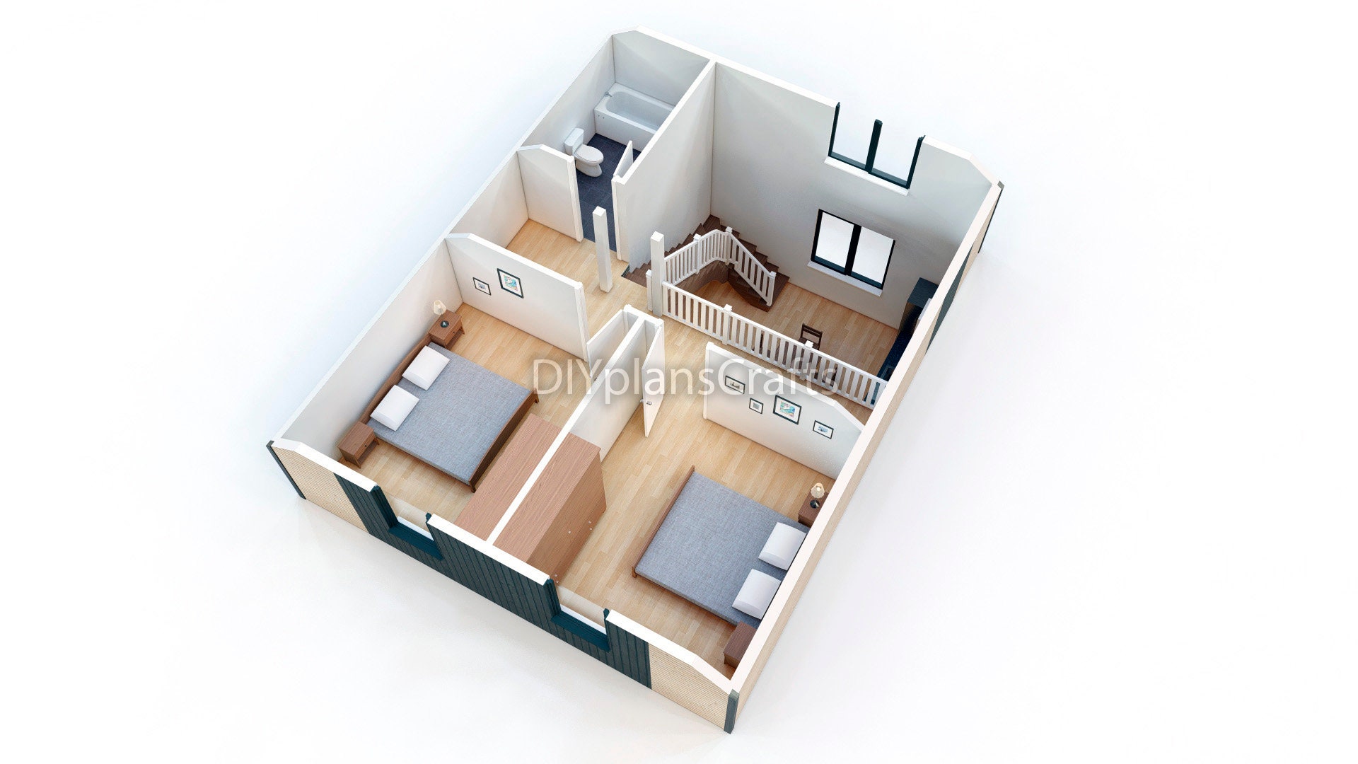 Modern 2-story Cottage Conceptual Sketch Project 3 Bedroom House Plans ...