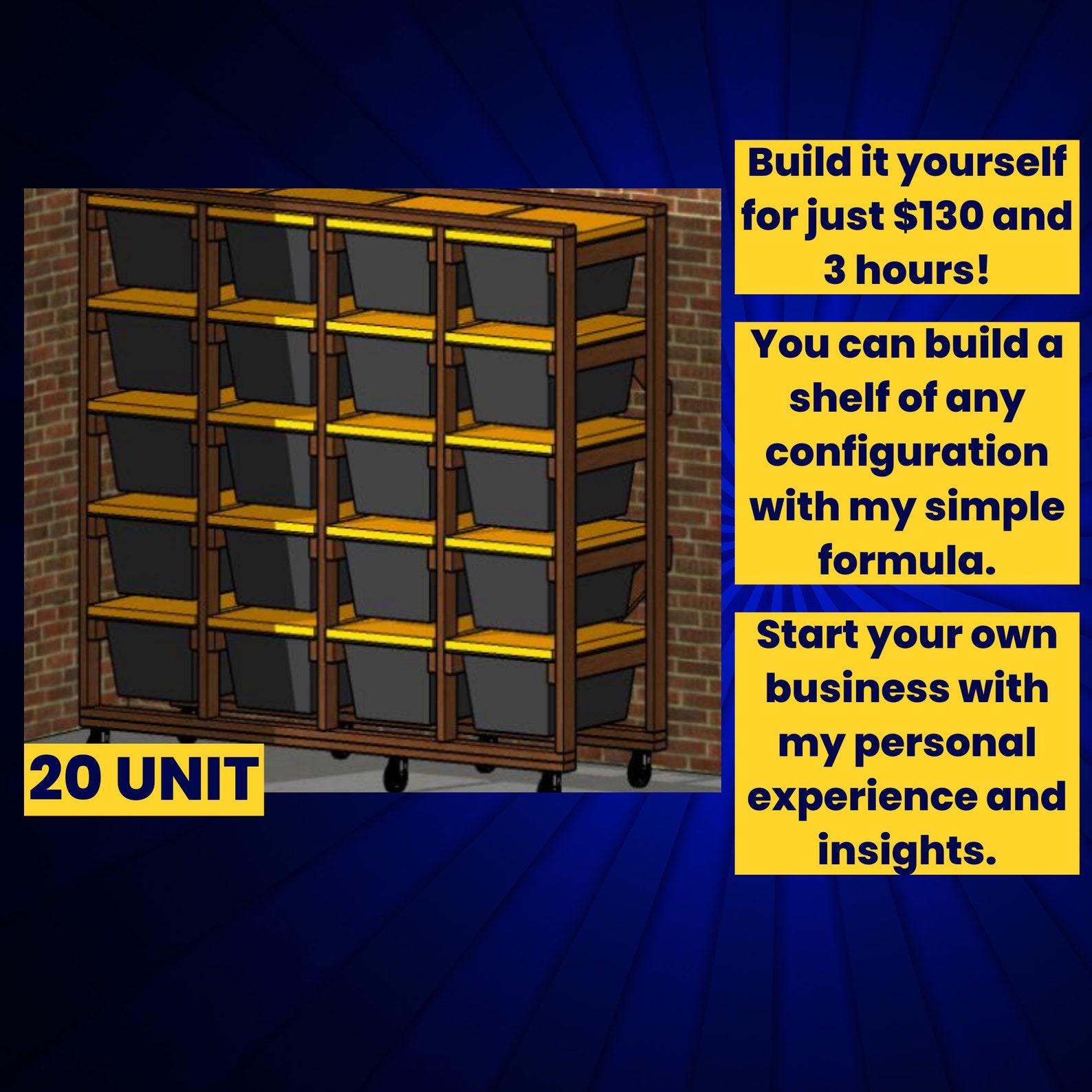 DIY Garage Storage Rack Shelf Plan for 20 Bins | Garage Organization ...