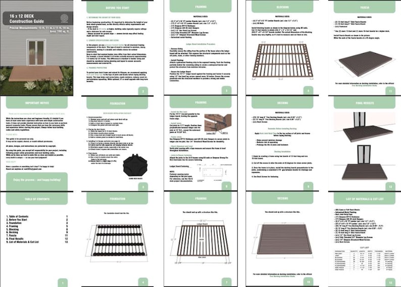 16' X 12' Ground-level Deck Plans With Permit-ready Drawings & DIY Step ...