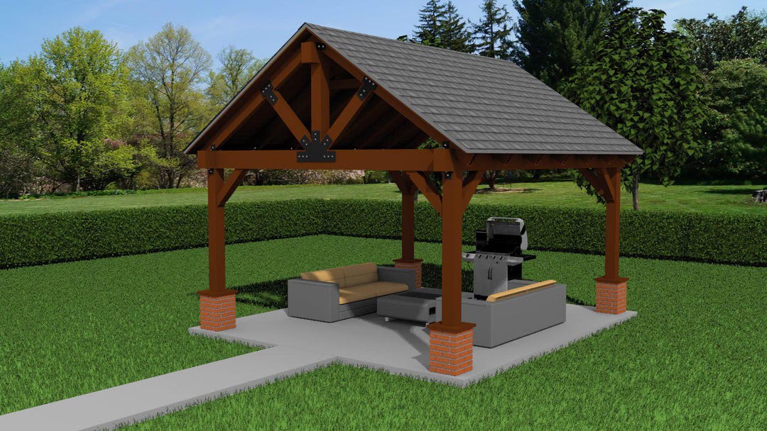 20' X 18' Pavilion Plans With Pole Barn Design, Garden Gazebo ...