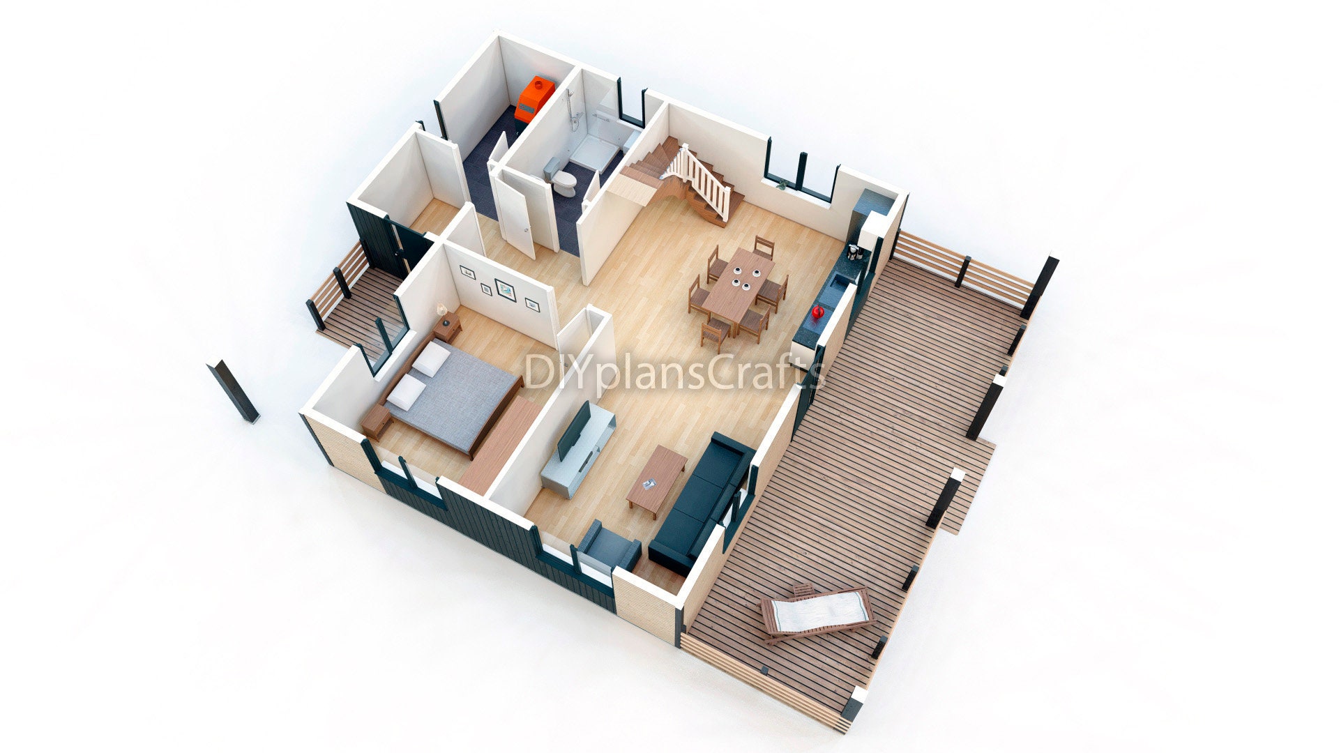 Modern 2-story Cottage Conceptual Sketch Project 3 Bedroom House Plans ...