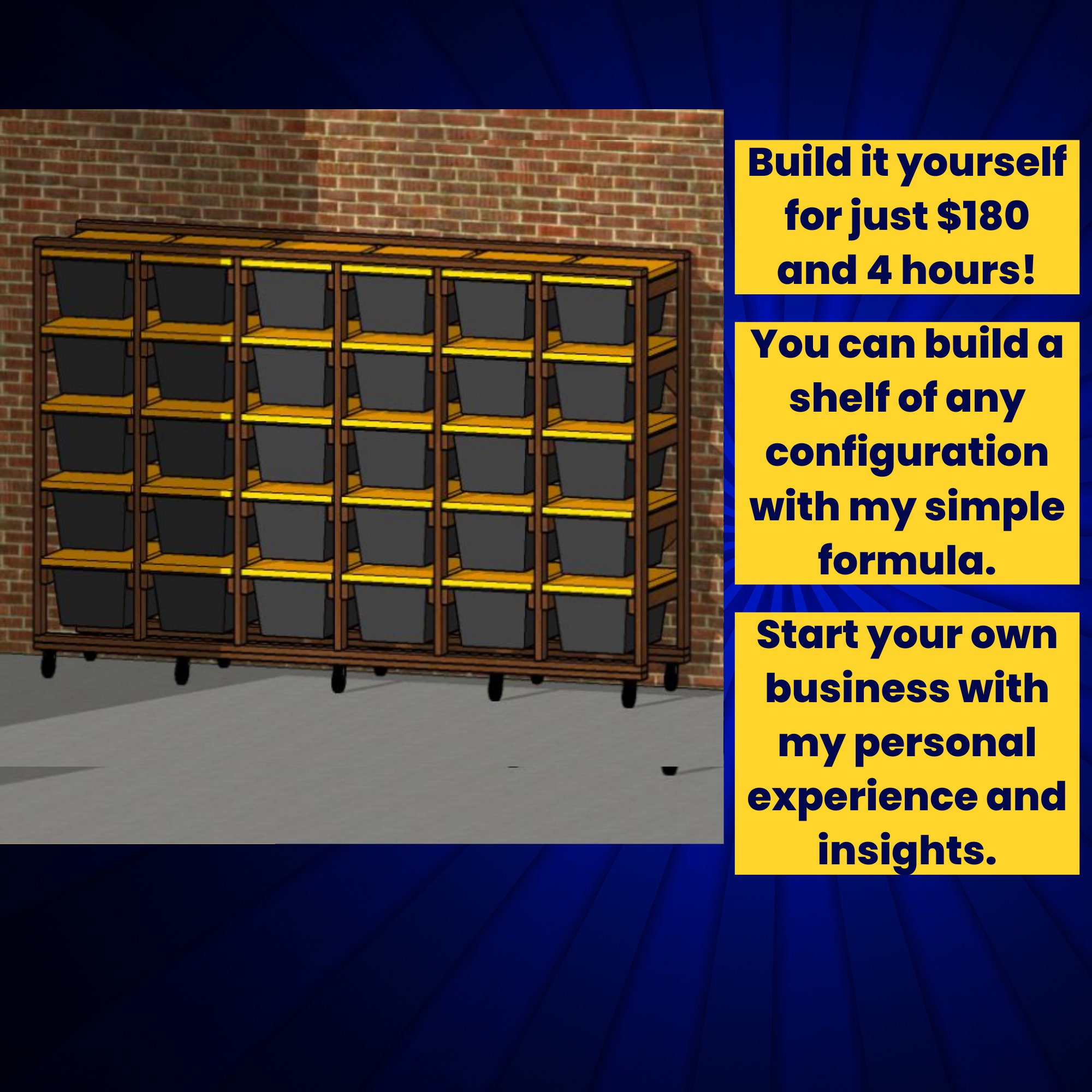 DIY Garage Storage Rack Shelf Plan for 30 Bins | Garage Organization ...