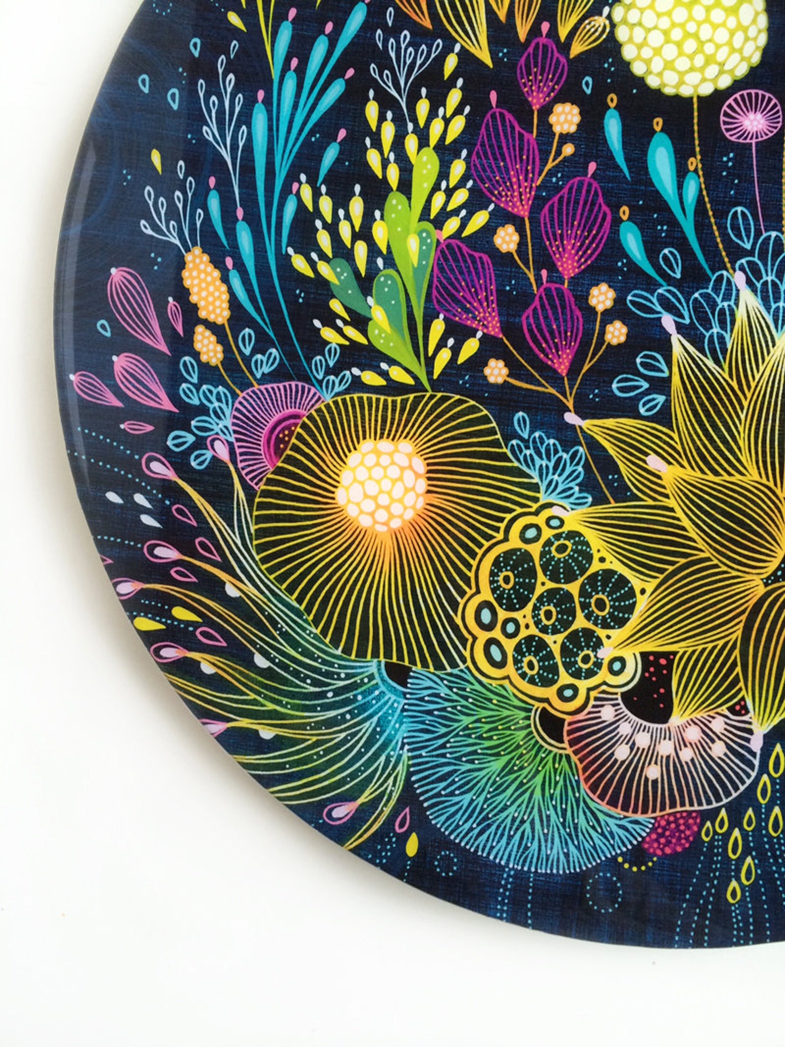 Resin covered print on round panel Hint | Etsy