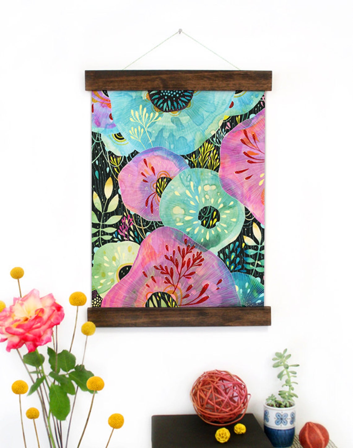 Wall Art - Hanging Canvas Art Print - Inspired by Vintage Botanical ...